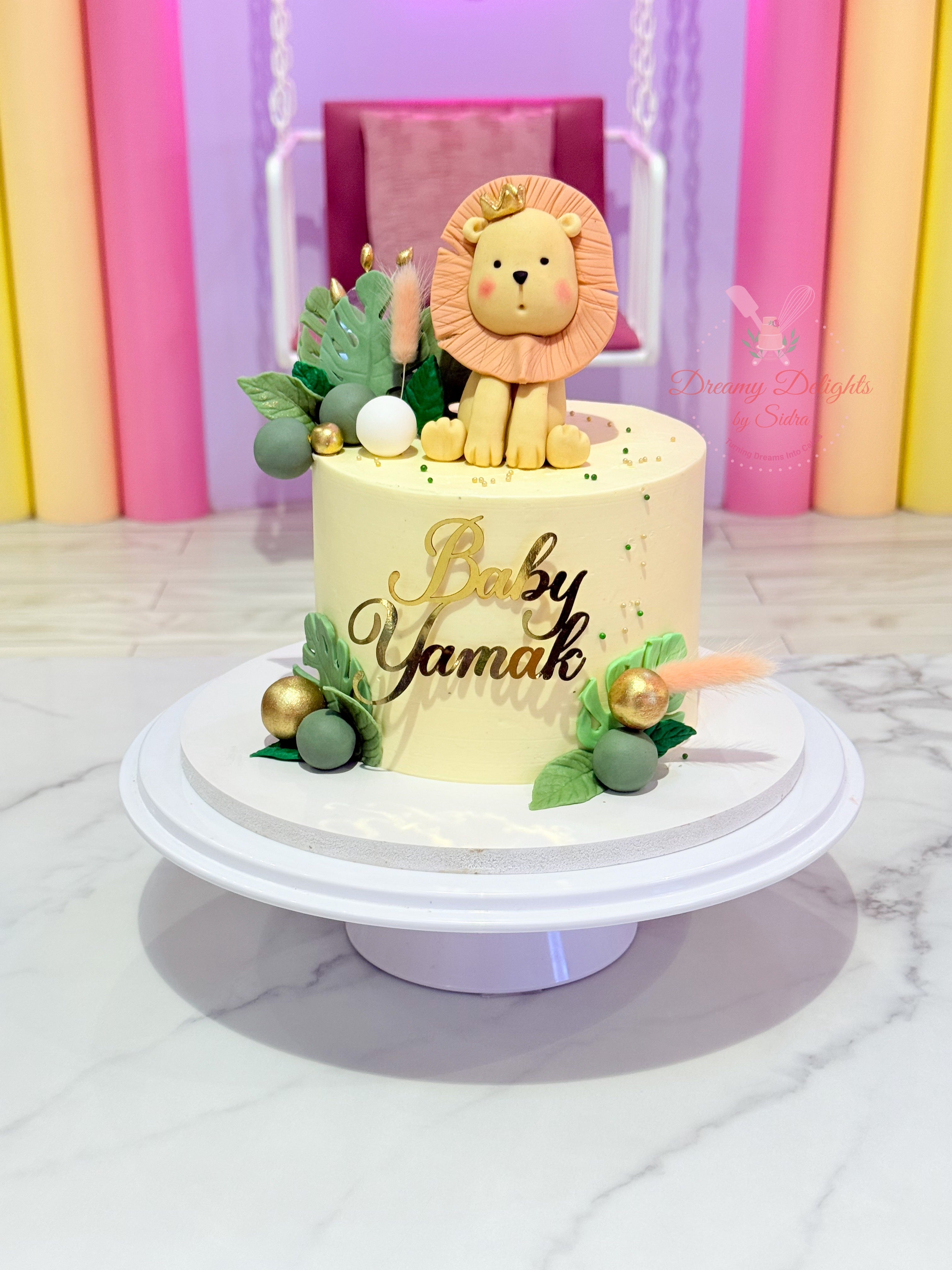 Lion Cake Dubai | Custom Jungle Theme Cake for Boys – DreamyDelightsBySidra